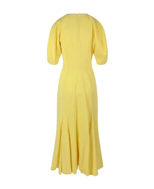 Marni V-neck Puff Sleeve Midi Dress