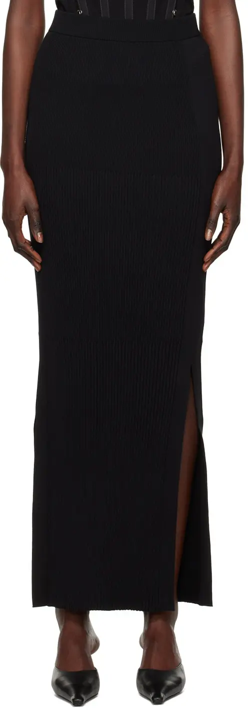 DION LEE Gradient Ribbed-knit Maxi Skirt