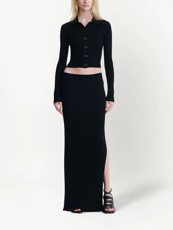 DION LEE Gradient Ribbed-knit Maxi Skirt