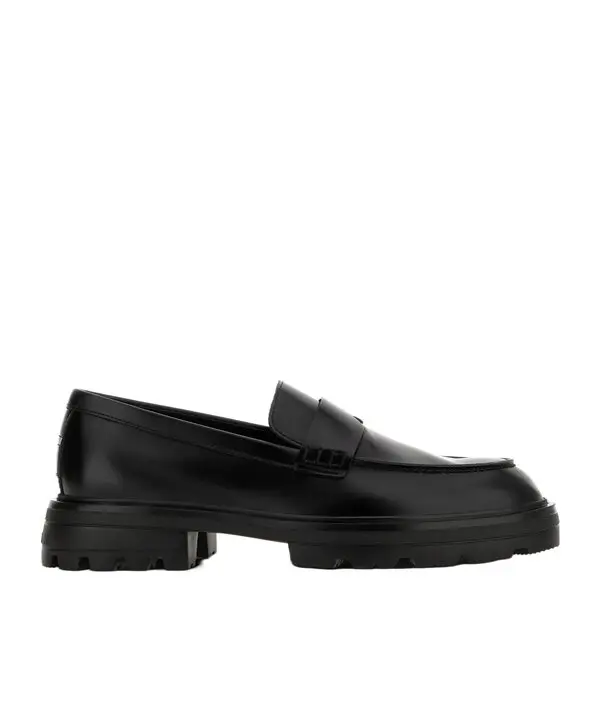 Hogan Round Toe Loafers With Signature Split-sole - Black