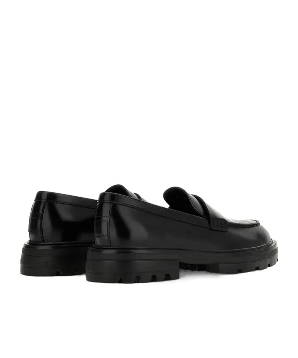 Hogan Round Toe Loafers With Signature Split-sole - Black