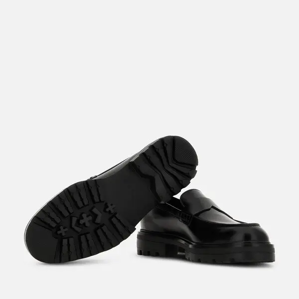 Hogan Round Toe Loafers With Signature Split-sole - Black