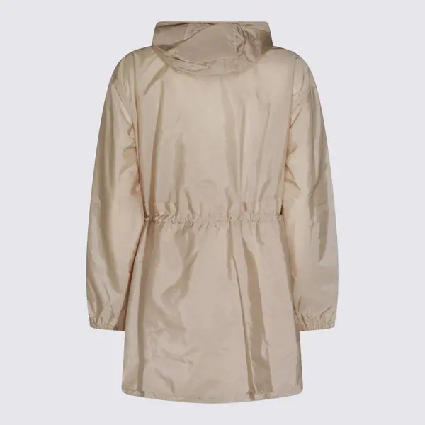 Moncler Weteau Ruched Hooded Rain Jacket - Light Beige