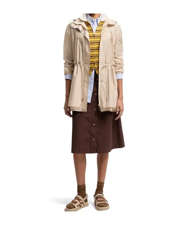 Moncler Weteau Ruched Hooded Rain Jacket - Light Beige