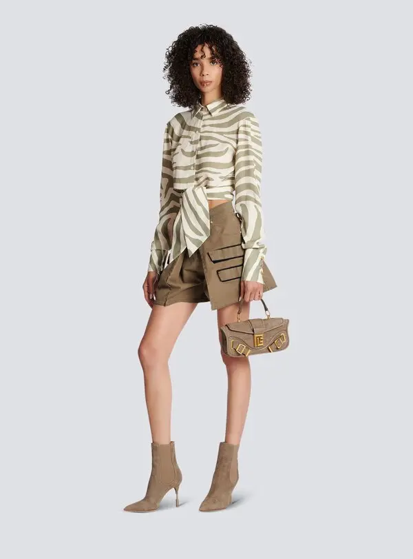 Balmain Zebra Print Cropped Shirt With Adjustable Waist Tie