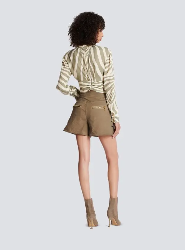 Balmain Zebra Print Cropped Shirt With Adjustable Waist Tie
