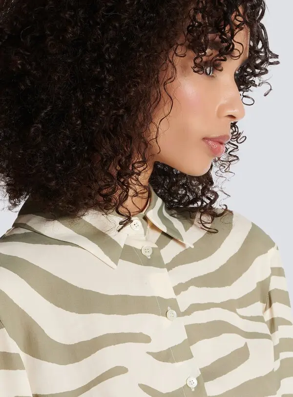 Balmain Zebra Print Cropped Shirt With Adjustable Waist Tie