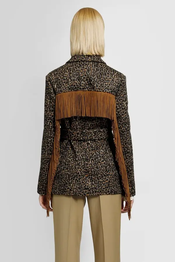 Saint Laurent Leopard Print Fringed Jacket