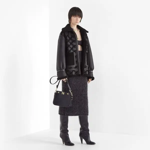 Fendi Leather Bag With Metal Ff Logo
