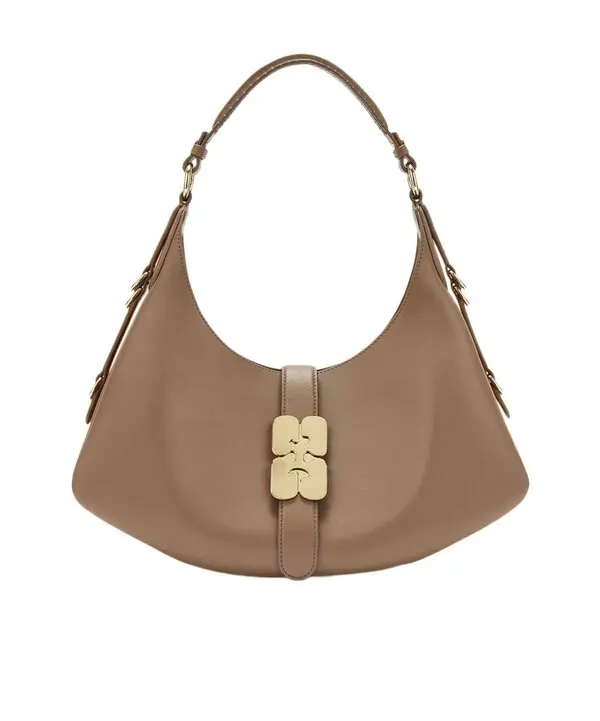 GANNI Logo Hardware Shoulder Bag - Brown