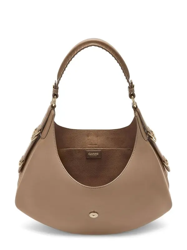 GANNI Logo Hardware Shoulder Bag - Coco Mocha