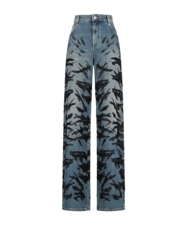 Blumarine Printed Wide Leg Jeans