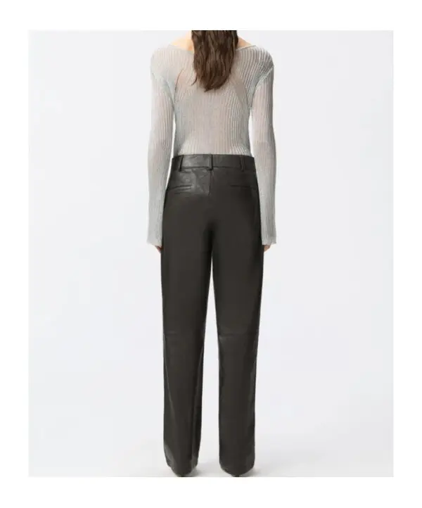 Pinko Leather Slim-fit Trousers - Black