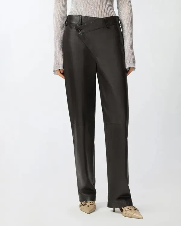 Pinko Leather Slim-fit Trousers - Black