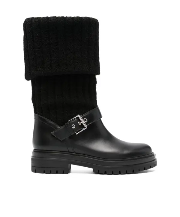 GIANVITO ROSSI Thurso Strap Detailed Pull-on Biker Boots - Black