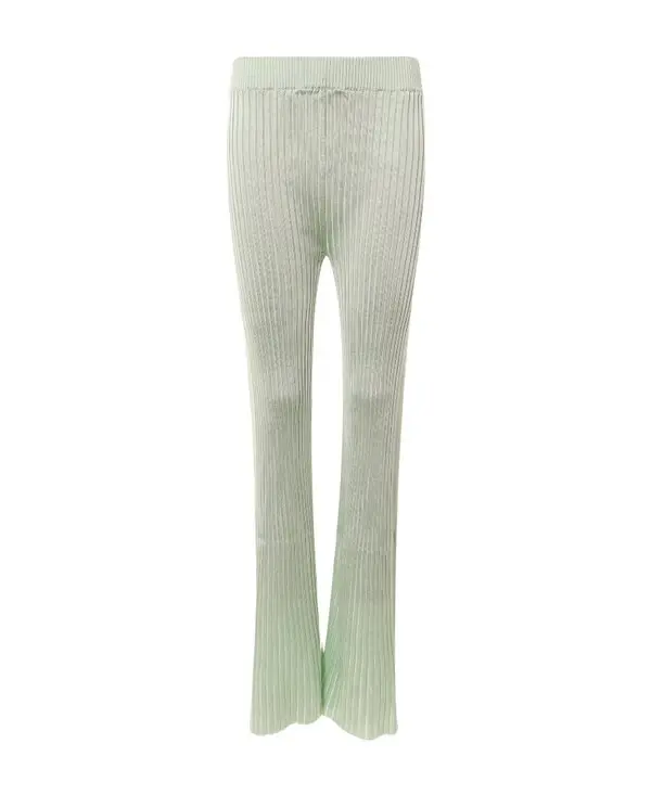JIL SANDER High-waisted Ribbed-knit Trousers - Gray