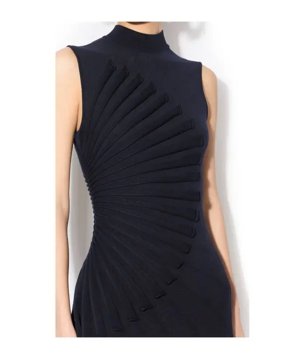 Alaïa Sculpting High-neck Knee-length Asymmetrical Dress