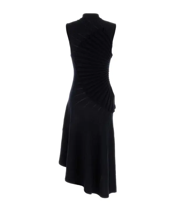 Alaïa Sculpting High-neck Knee-length Asymmetrical Dress