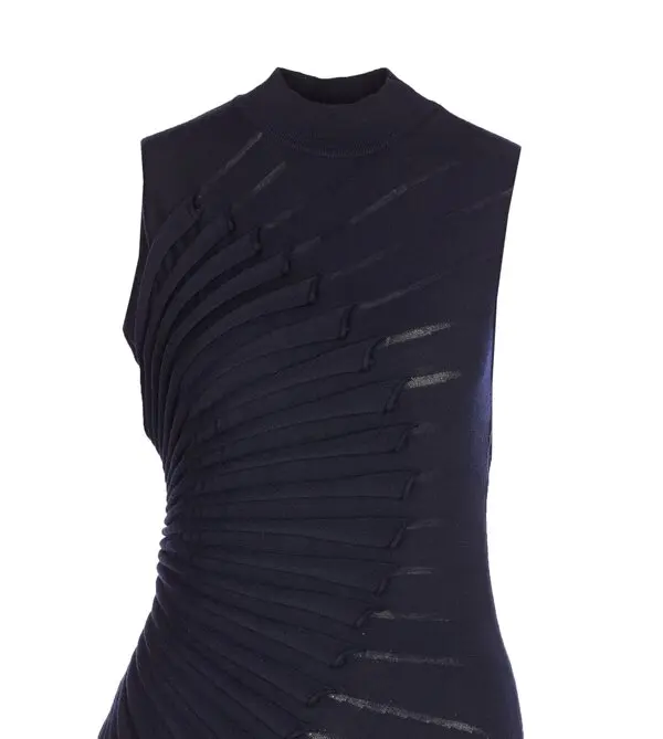 Alaïa Sculpting High-neck Knee-length Asymmetrical Dress