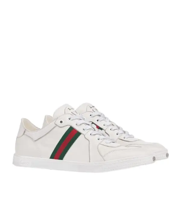 Gucci Stretch Low-top Sneakers With Web Detail - White