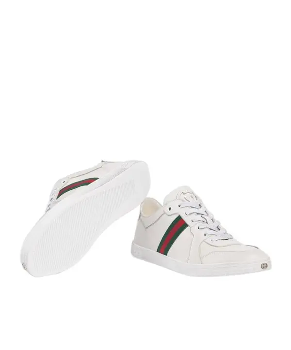 Gucci Stretch Low-top Sneakers With Web Detail - White