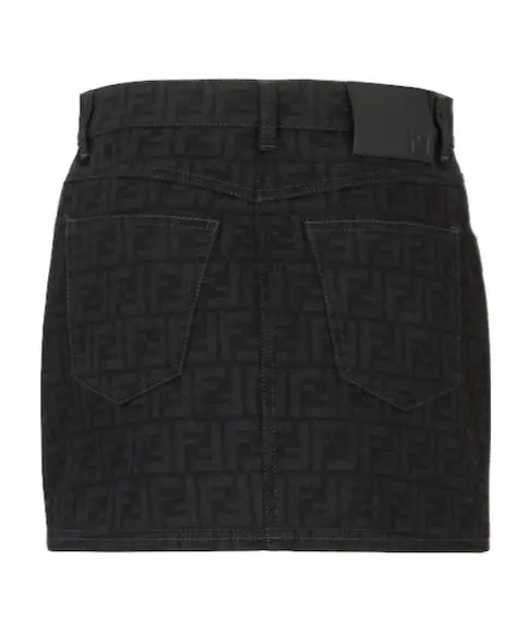 Fendi Logo Detailed Denim Mini Skirt