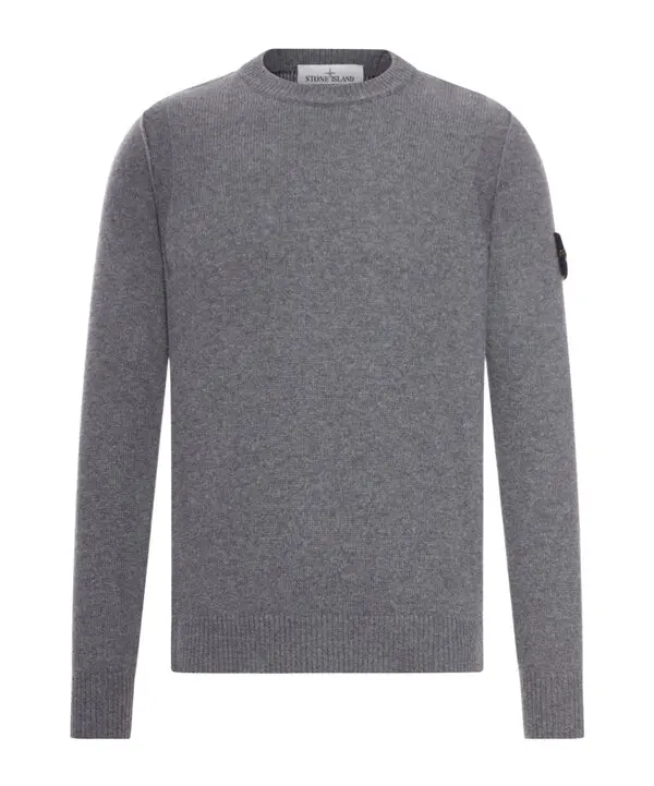 Stone Island Logo Patch Crewneck Jumper - Gray