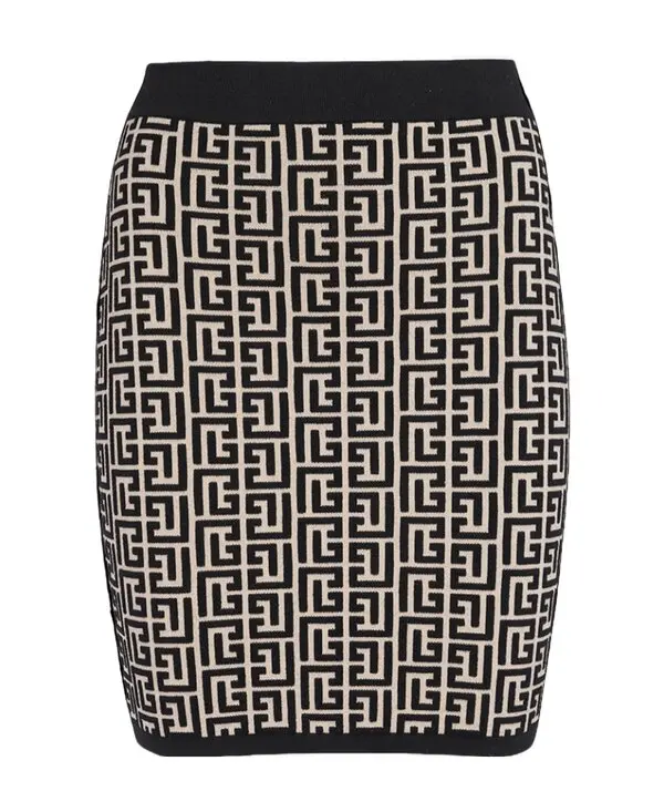 Balmain Monogrammed Knitted Skirt