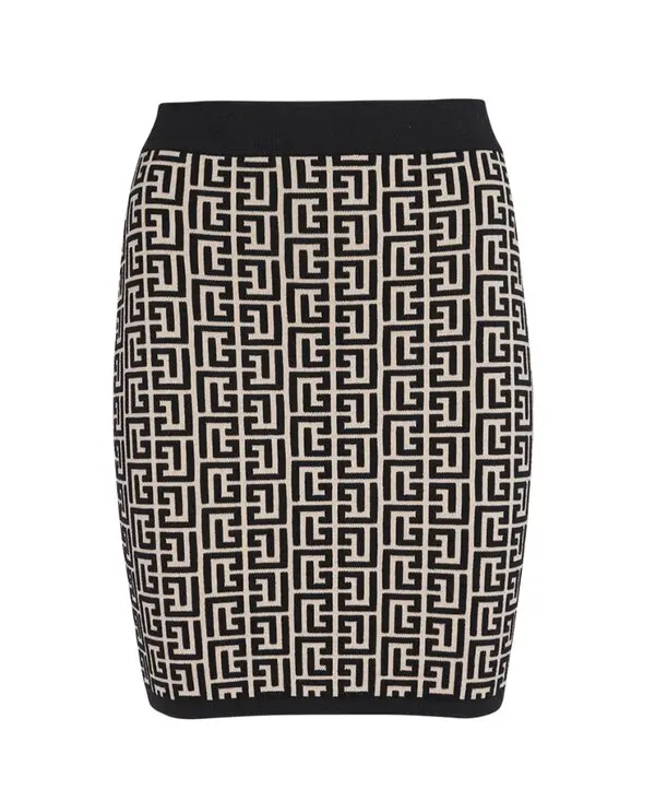 Balmain Monogrammed Knitted Skirt