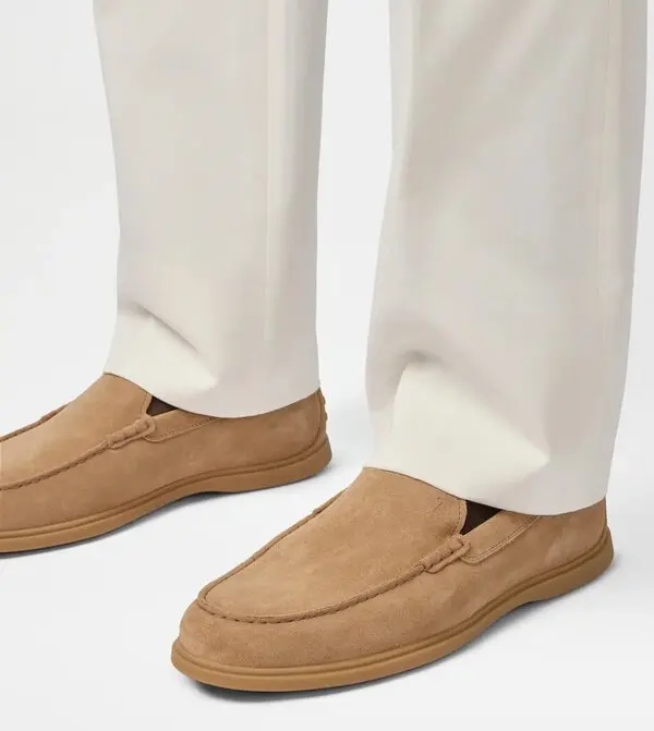 TOD'S Suede Loafers With Stitch Detailing - Brown