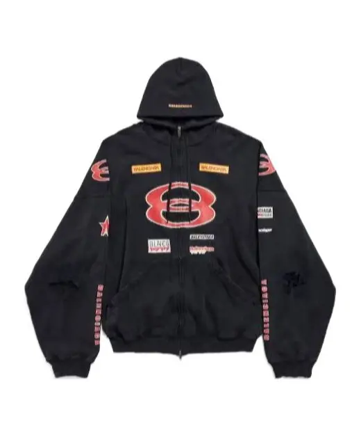 Balenciaga Sponsor Logos Full Zip Hoodie