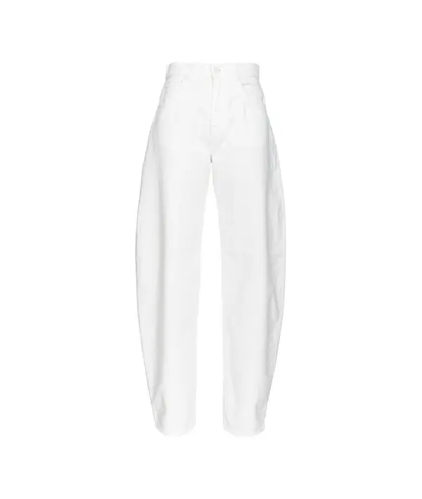 Pinko Wide-leg Jeans With Belt Rings - White
