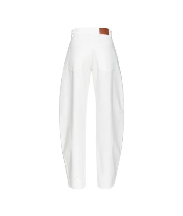 Pinko Wide-leg Jeans With Belt Rings - White