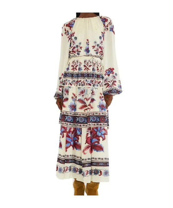 Farm Rio Malu Winter Floral Maxi Dress - Nude