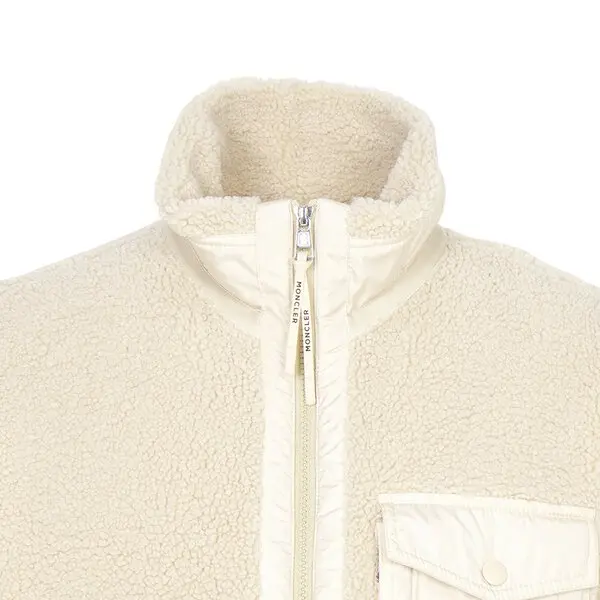 Moncler Teddy Zip-up Fleece Jacket - Light Beige