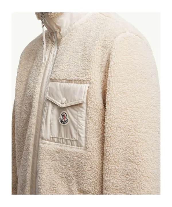 Moncler Teddy Zip-up Fleece Jacket - Light Beige