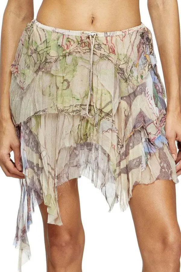 DIESEL® O-silla" Mini Skirt With Toggle Waist - Beige