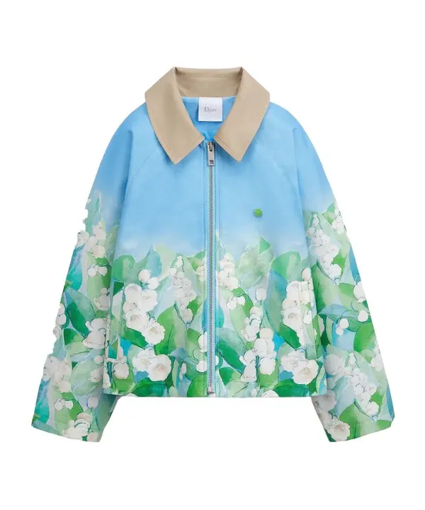 Dior Long Sleeve Jacket With Floral Print And Spread Collar