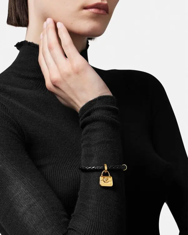 Versace Medusa Bag Charm Leather Bracelet