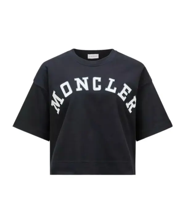 Moncler Logo Printed Cropped T-shirt - Midnight Blue