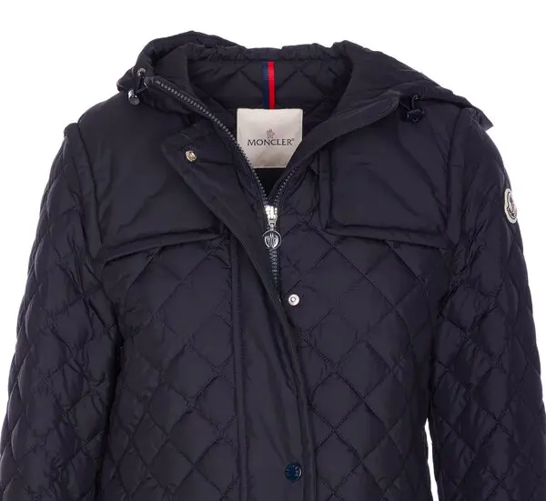 Moncler Long Sleeve Quilted Down Jacket With Zip Closure - Midnight Blue