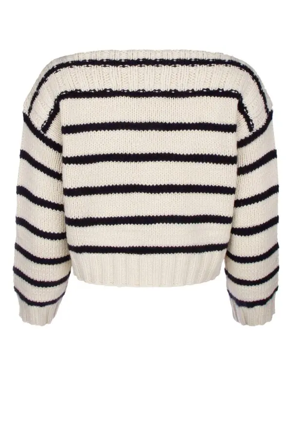 Celine Striped Cashmere Boat Neck Jumper - Off-white/navy