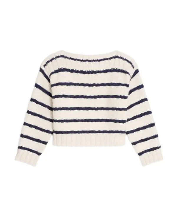 Celine Striped Cashmere Boat Neck Jumper - White/navy Blue