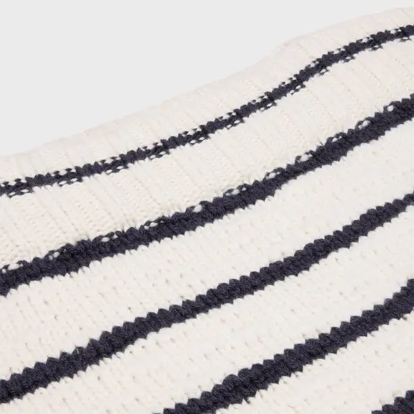 Celine Striped Cashmere Boat Neck Jumper - White/navy Blue