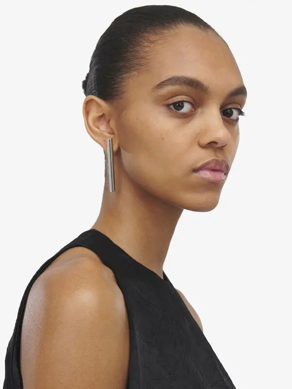 Alexander McQueen Engraved Logo Bar Earrings