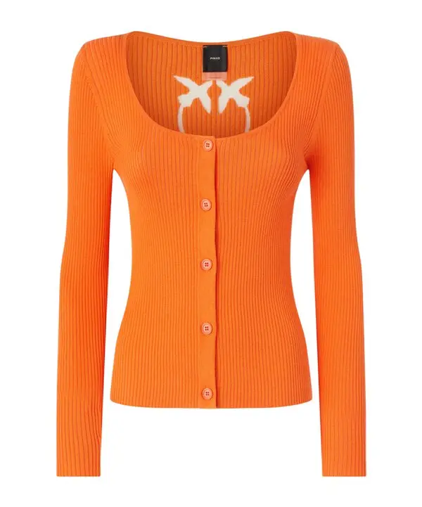 Pinko Long Sleeve Cut-out Cardigan - Orange
