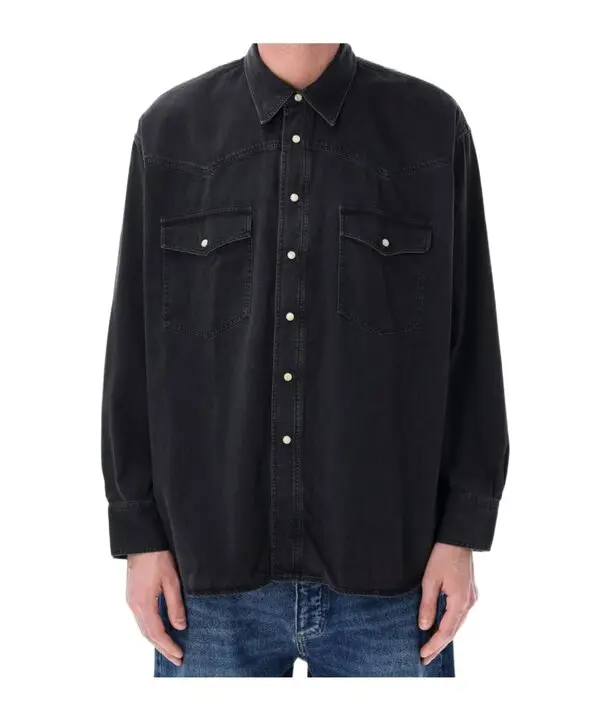 Studio Nicholson Mylo Relaxed Denim Shirt - Black