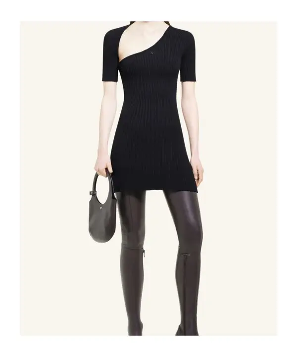COURREGES Mini Rib-knit Flared Dress