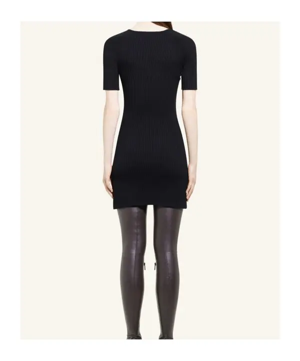 COURREGES Mini Rib-knit Flared Dress