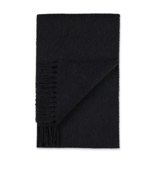 Marni Logo Patch Fringed Scarf - Black